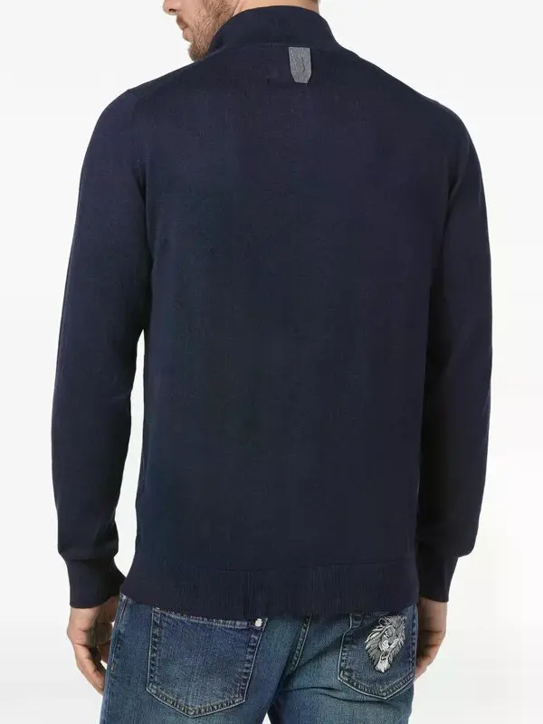 BILLIONAIRE Logo-embroidered Half-zip Sweater - Blue