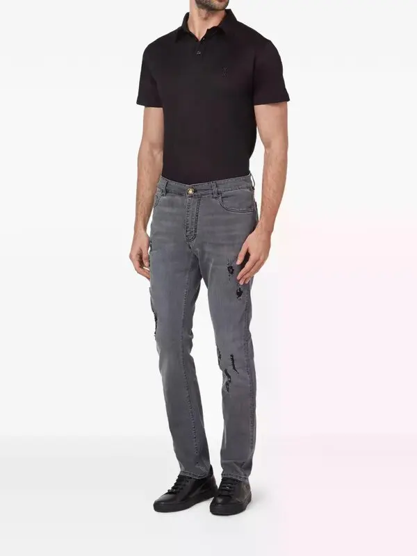 BILLIONAIRE Distressed Straight-cut Jeans - Grey
