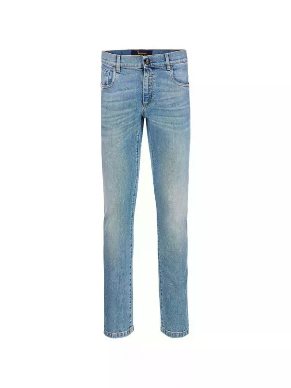 BILLIONAIRE Leather Patch Straight Jeans