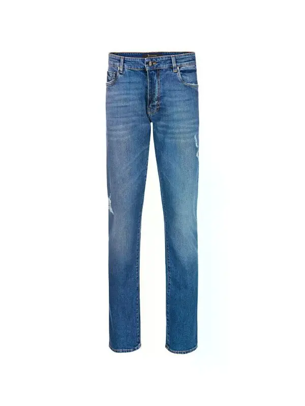 BILLIONAIRE Lion Motif Straight Leg Trousers - Blue