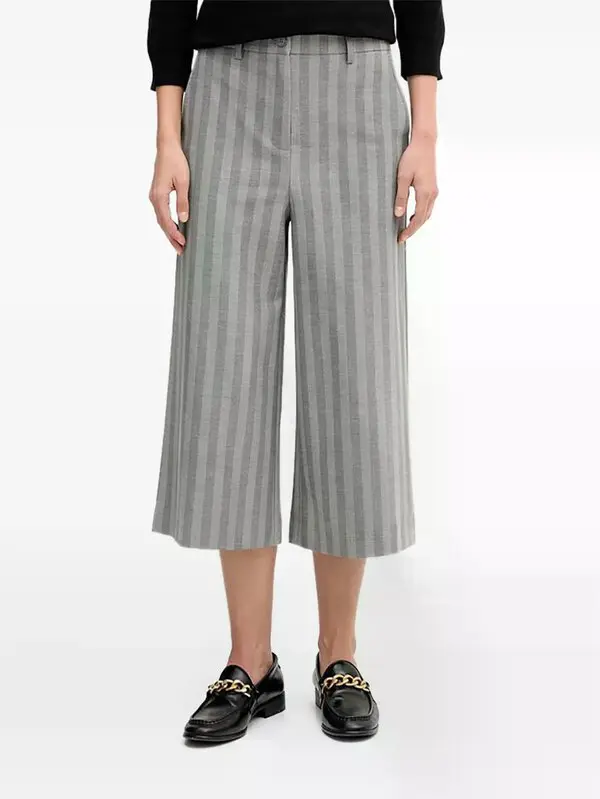 Sisley Striped Cropped Trousers - Grey