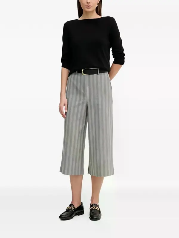 Sisley Striped Cropped Trousers - Grey