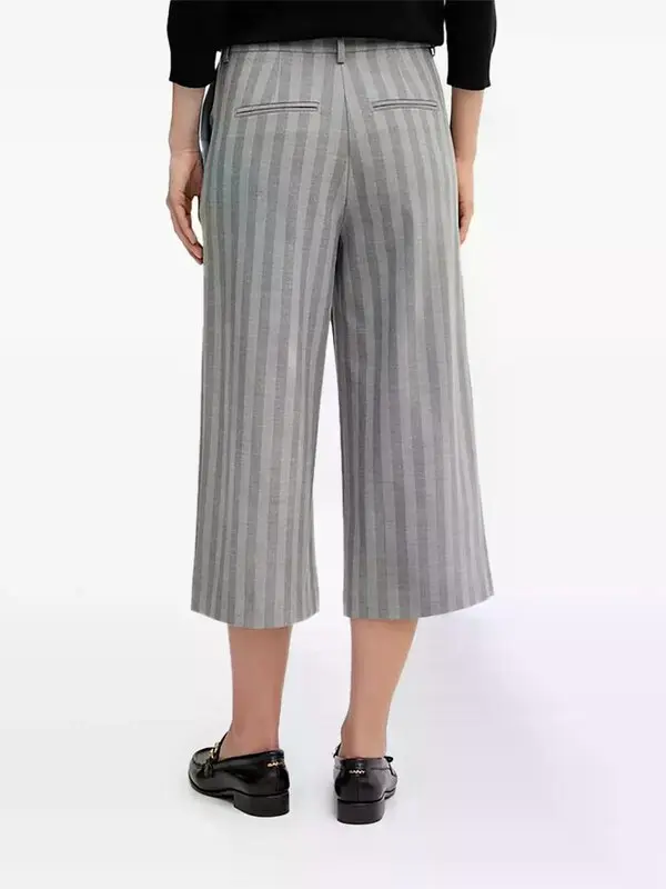 Sisley Striped Cropped Trousers - Grey