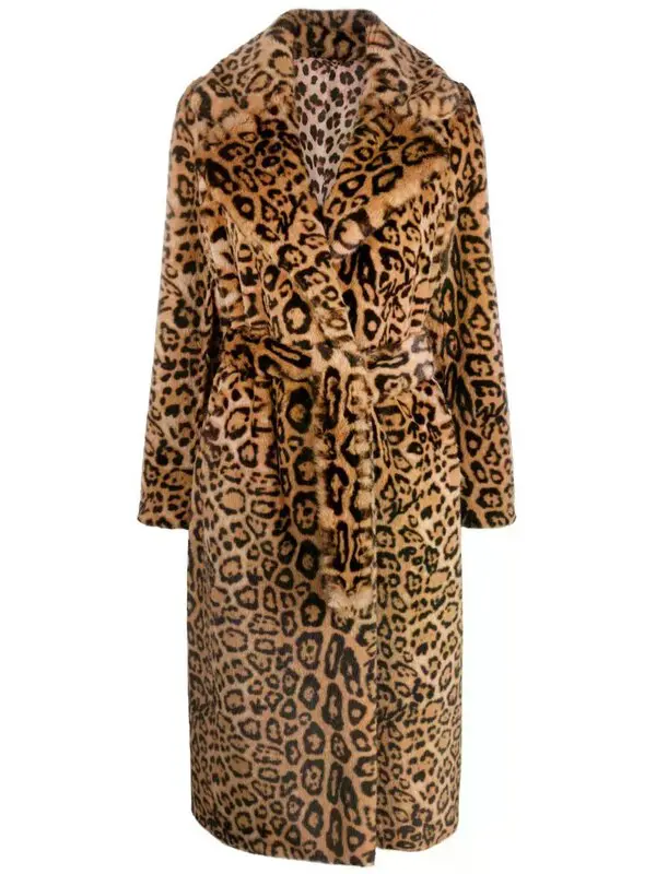 Philipp Plein Leopard Print Faux Fur Coat - Brown