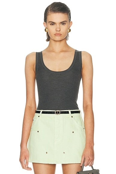 Renggli Scoop Neck Rib Tank Top - Graphite