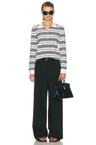 FRAME Striped Long Sleeve Polo