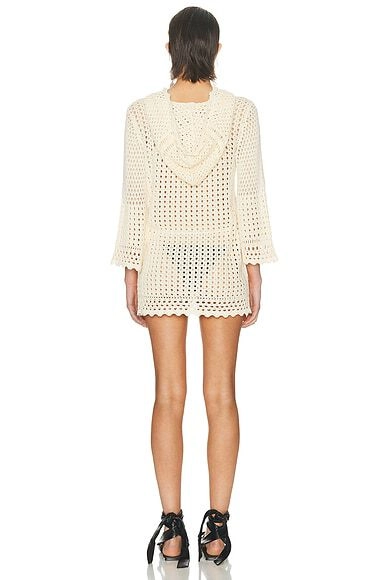 Isabel Marant Étoile Open Knit Hooded Dress With Tie Detail - Ecru