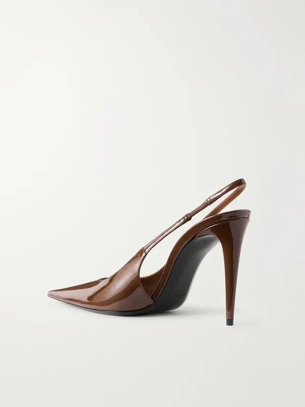 Saint Laurent Guermantes Patent-leather Slingback Pumps