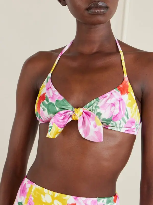 Chloé Floral-print Halterneck Bikini Top - Multi