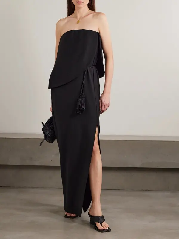 Posse Elspeth Belted Draped Wool-twill Maxi Dress