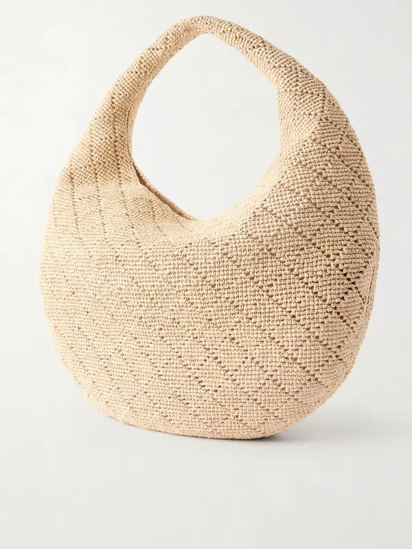 Saint Laurent Icare Cassandre-embellished Woven Raffia Shoulder Bag - Neutrals