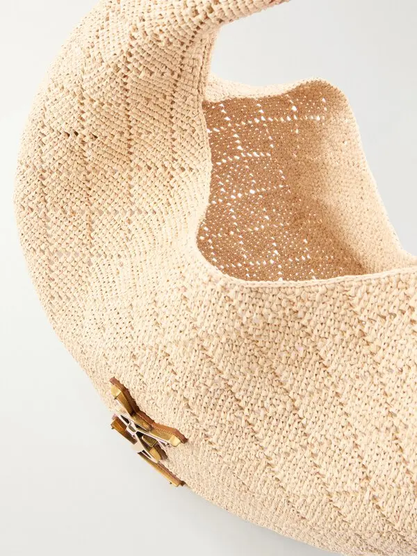 Saint Laurent Icare Cassandre-embellished Woven Raffia Shoulder Bag - Neutrals