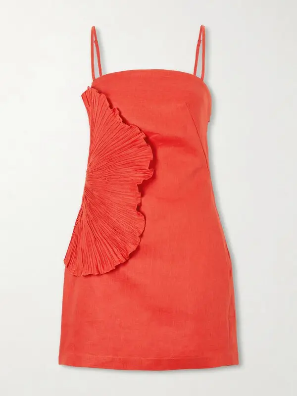 ANDRES OTALORA Respiro Lento Embellished Linen Mini Dress