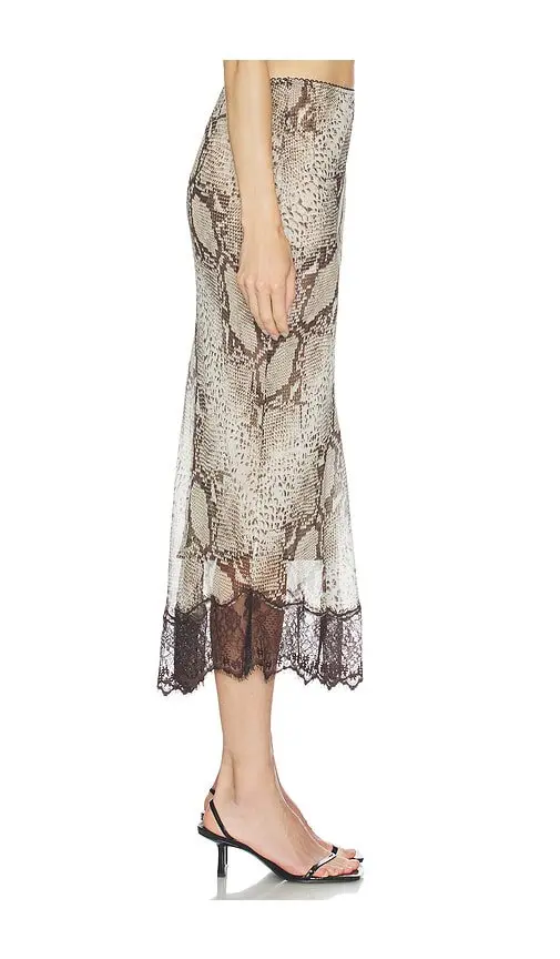Ronny Kobo Birva Silk Chiffon Lace Trim Skirt