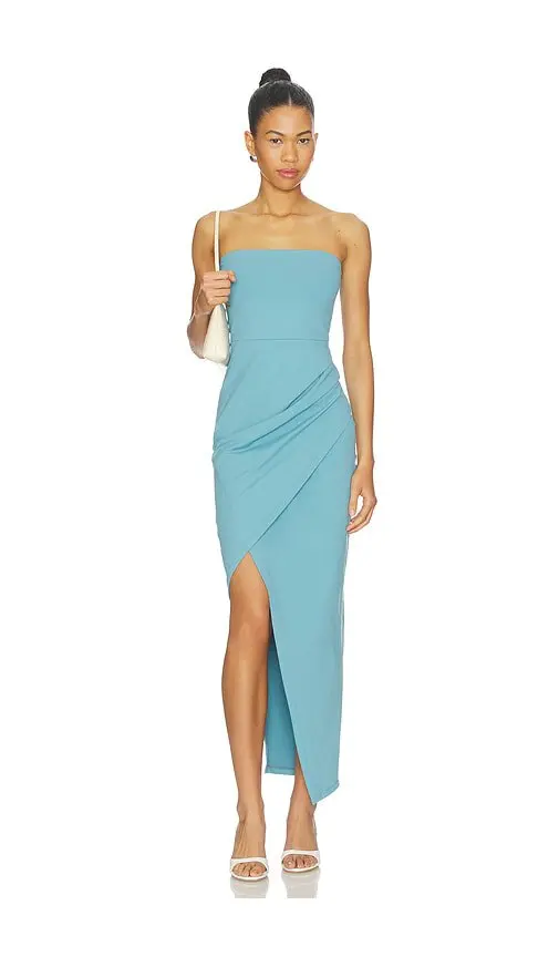 Susana Monaco Strapless Draped Front Slit Maxi Dress