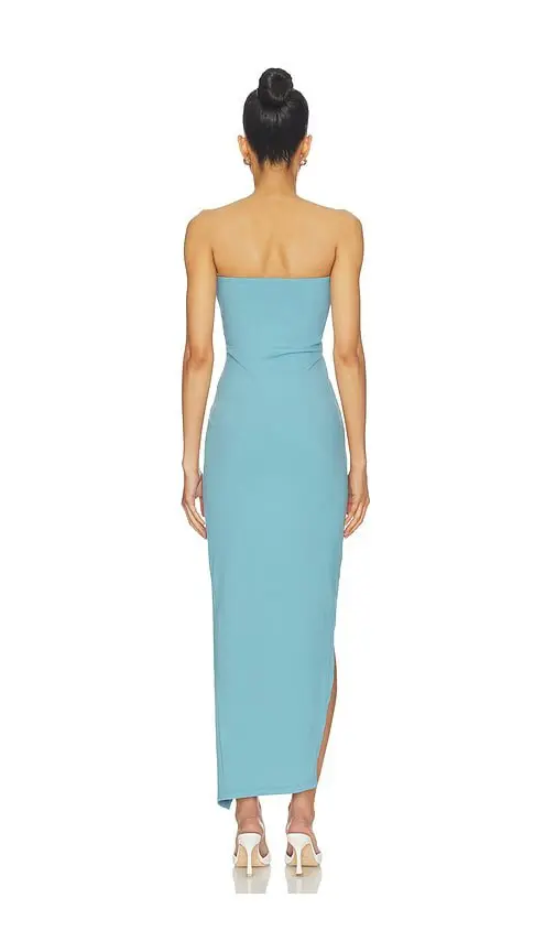 Susana Monaco Strapless Draped Front Slit Maxi Dress