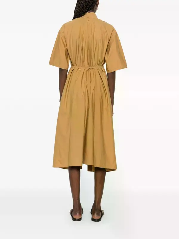 LEMAIRE Lemiaire Belted Tie Neck Midi Dress