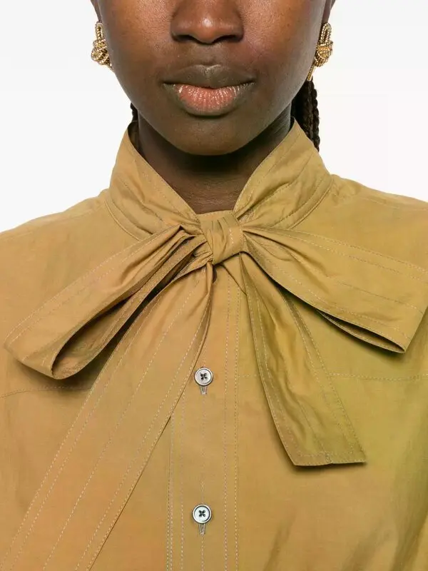 LEMAIRE Lemiaire Belted Tie Neck Midi Dress