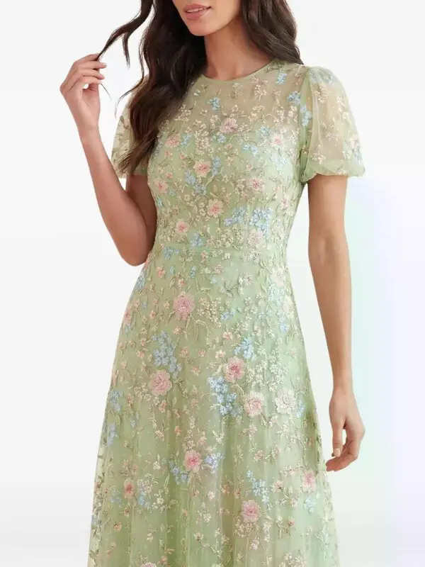 NEEDLE & THREAD Peony Bouquet Round-neck Maxi Dress
