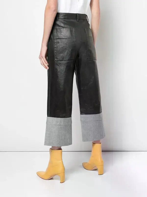 Tibi Denim Cuffed Straight Trousers