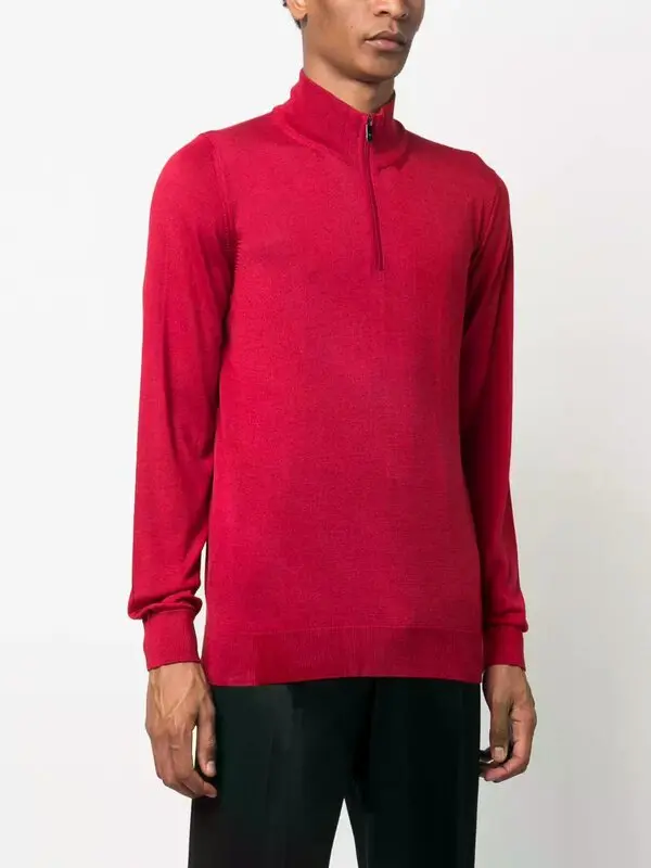Pal Zileri High-neck Virgin Wool-silk Blend Sweatshirt - Red