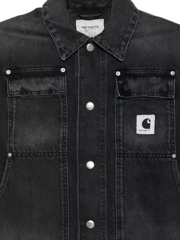 Carhartt Work In Progress Arctic Buttoned Logo-patch Jacket - Black
