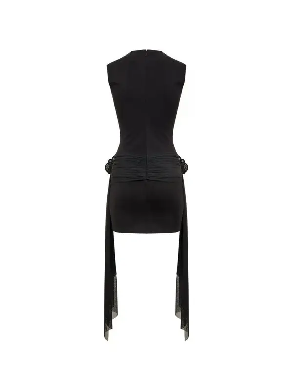 David Koma Drape Floral Embellishment Mini Dress