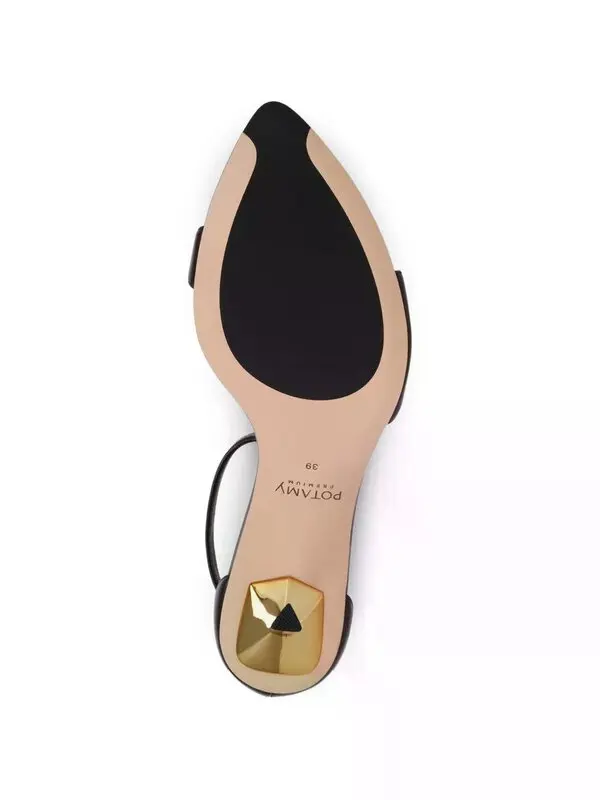 POTAMY Leather Buckle Strap Heeled Sandals