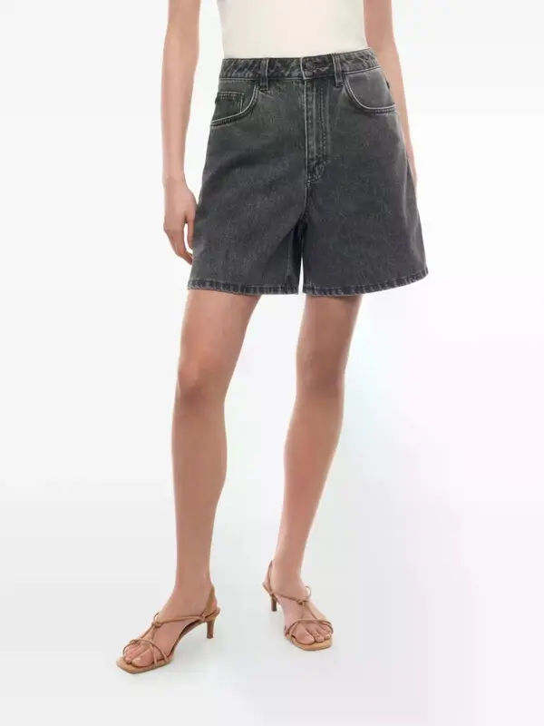 12 STOREEZ Flared Denim Shorts - Grey