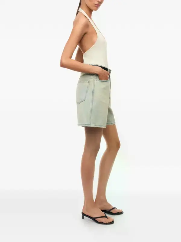 12 STOREEZ Flared Denim Shorts - Blue