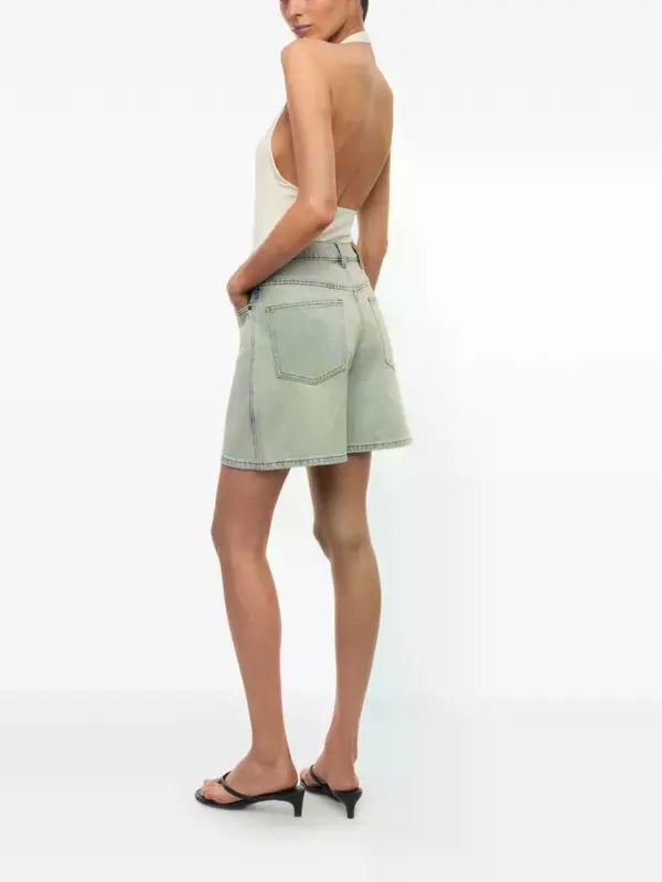 12 STOREEZ Flared Denim Shorts - Blue
