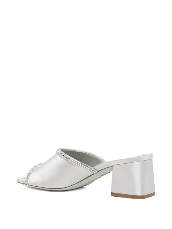 Rene Caovilla Embellished Mules - Silver