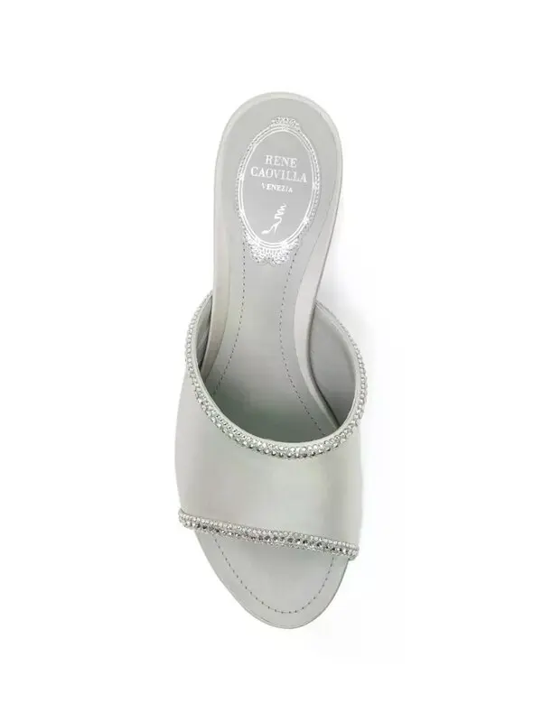 Rene Caovilla Embellished Mules - Silver