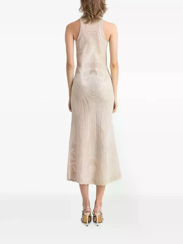 GEMY MAALOUF Beige Patterned Lace Midi Dress - Neutrals