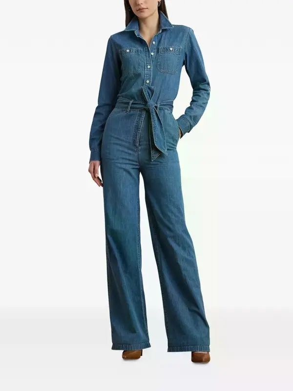 Ralph Lauren Belted Denim Jumpsuit - Blue