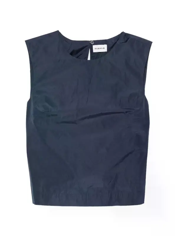 P.a.r.o.s.h Sleeveless Round Neck Top With Button Fastening - Blue