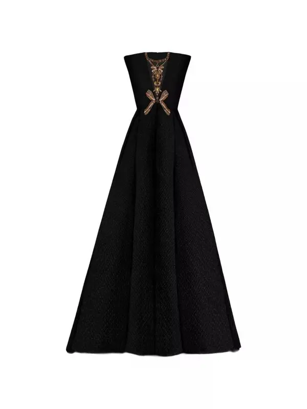 GEMY MAALOUF Structured Shoulder Maxi Dress - Black