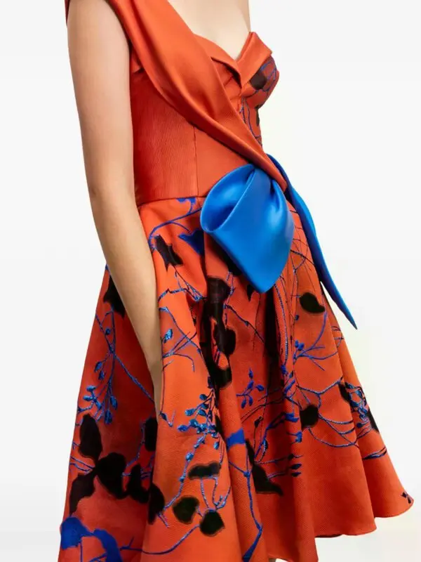 GEMY MAALOUF One-shoulder Bow Detail Mini Dress - Orange