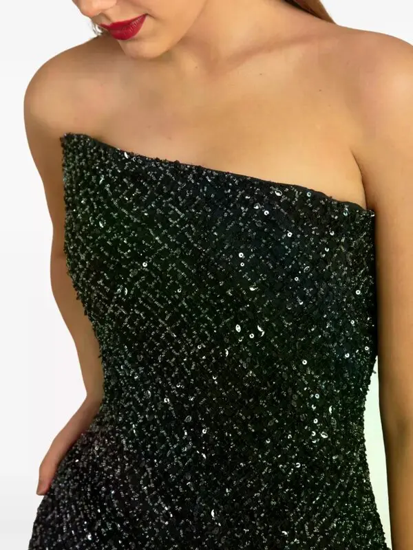 GEMY MAALOUF Strapless Embellished Asymmetric Gown