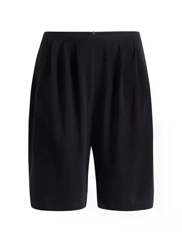 Khaite Pleated Cotton Shorts - Black