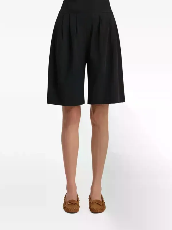 Khaite Pleated Cotton Shorts - Black