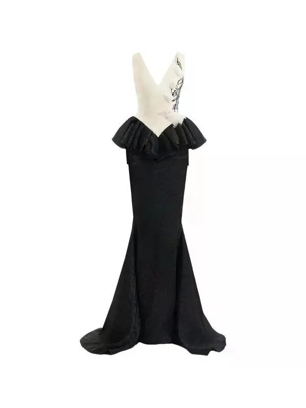 GEMY MAALOUF Embroidered Maxi Dress - Black