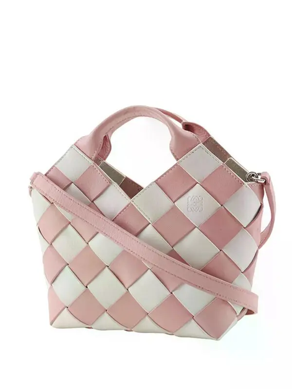 Loewe Mini Woven Calfskin Gingham Basket Bag