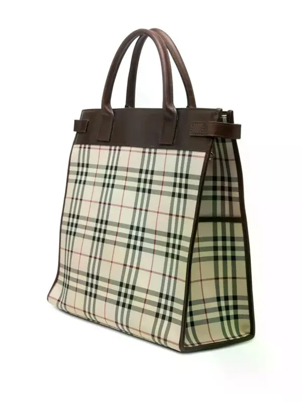 Burberry House Check Canvas Convertible Tote Satchel