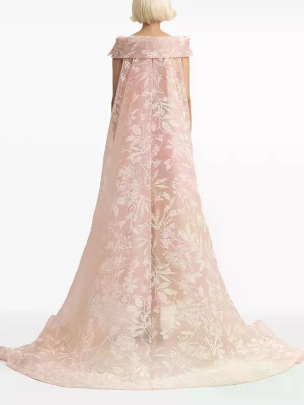 GEMY MAALOUF Off-shoulder Floral Train Maxi Dress