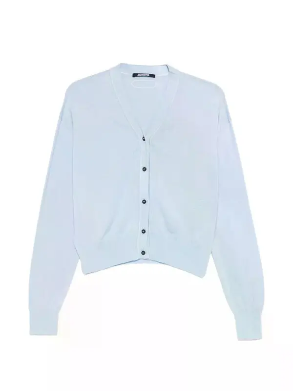 Jacquemus Buttoned V-neck Cardigan In Merino Wool - Blue