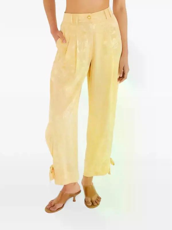 Farm Rio Beige Tonal Print Tie-leg Trousers - Neutrals