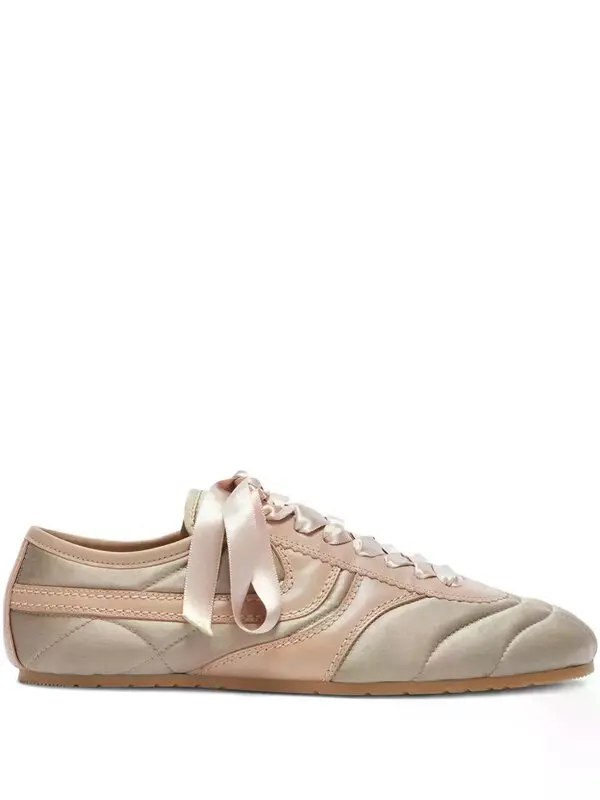 Dries Van Noten Quilted Satin Sneakers With Ribbon Detail