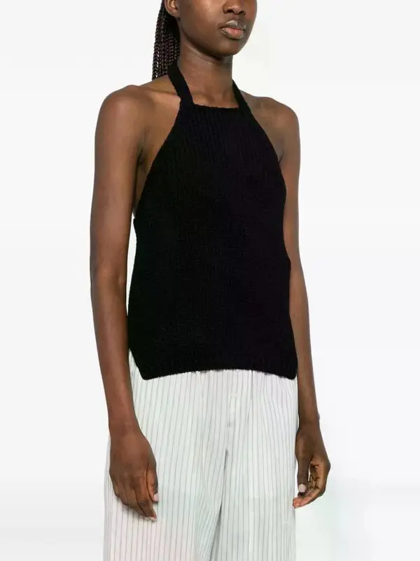 RÓHE Halter Neck Knit Top - Black