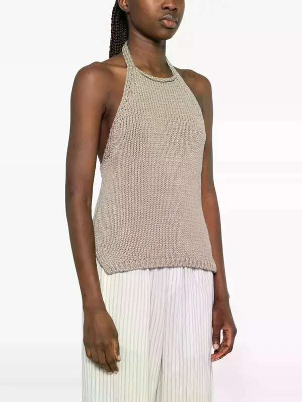 RÓHE Halter Neck Knitted Top - Neutrals